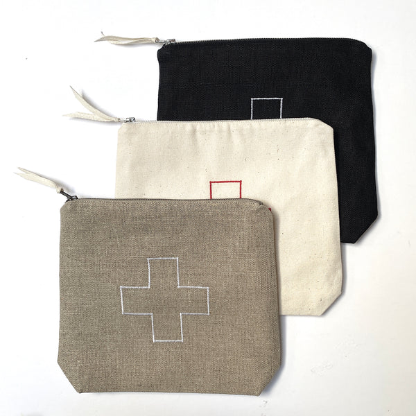 embroidered linen ditty bag for cosmetics – pi'lo