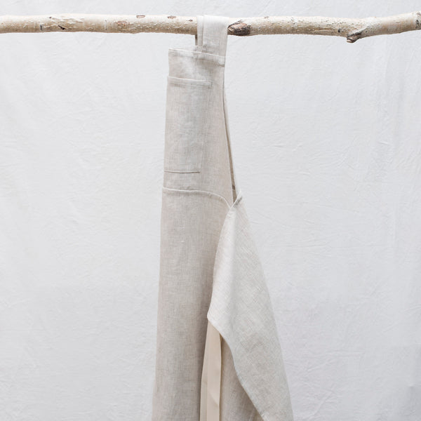full linen apron with pocket and printed recipe – pi'lo